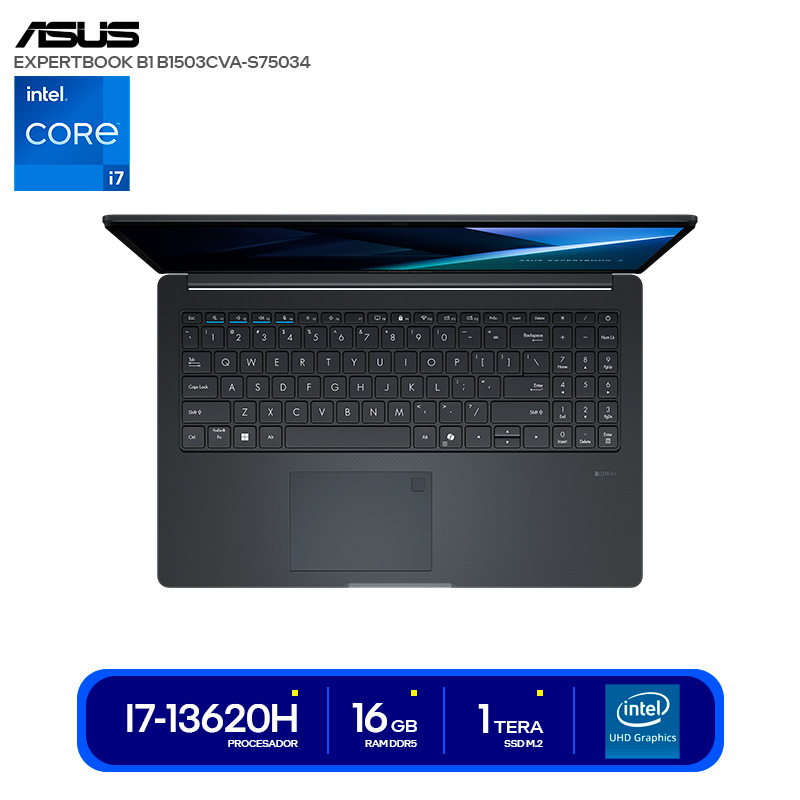 Laptop asus expertbook b1 b1503cva-s75034 ( 90nx0801-m05km0 ) | intel core i7-13620h 2.4-4.9ghz ...