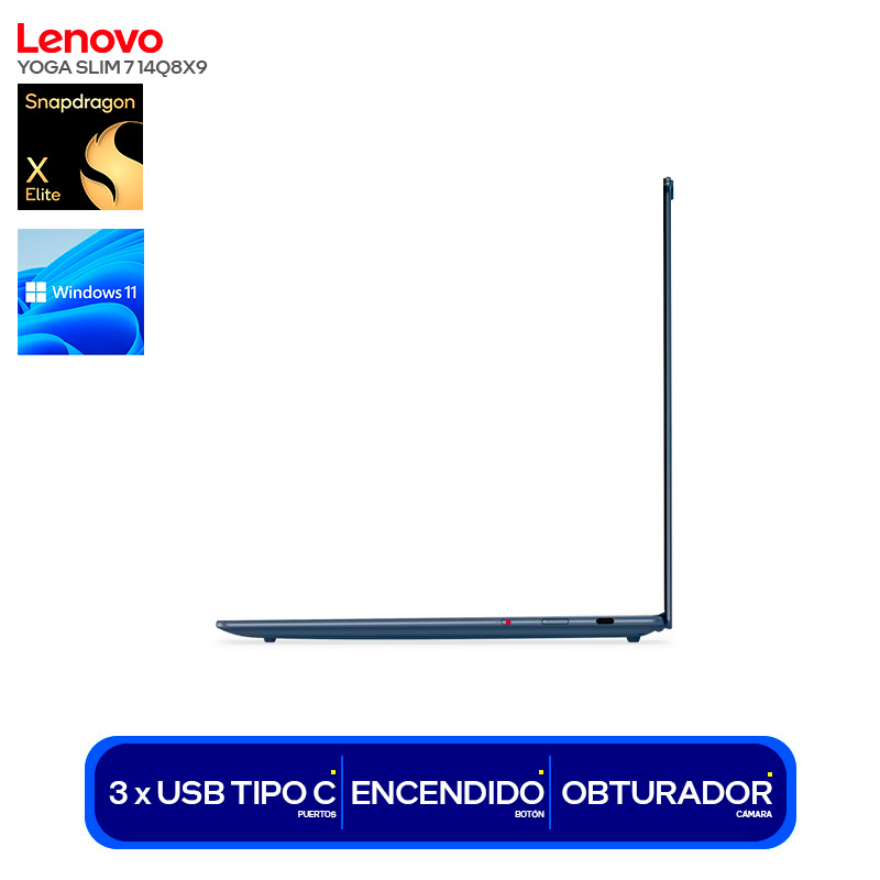Laptop lenovo yoga slim 7 14q8x9 ( 83ed003plm ) snapdragon x elite 3 ...