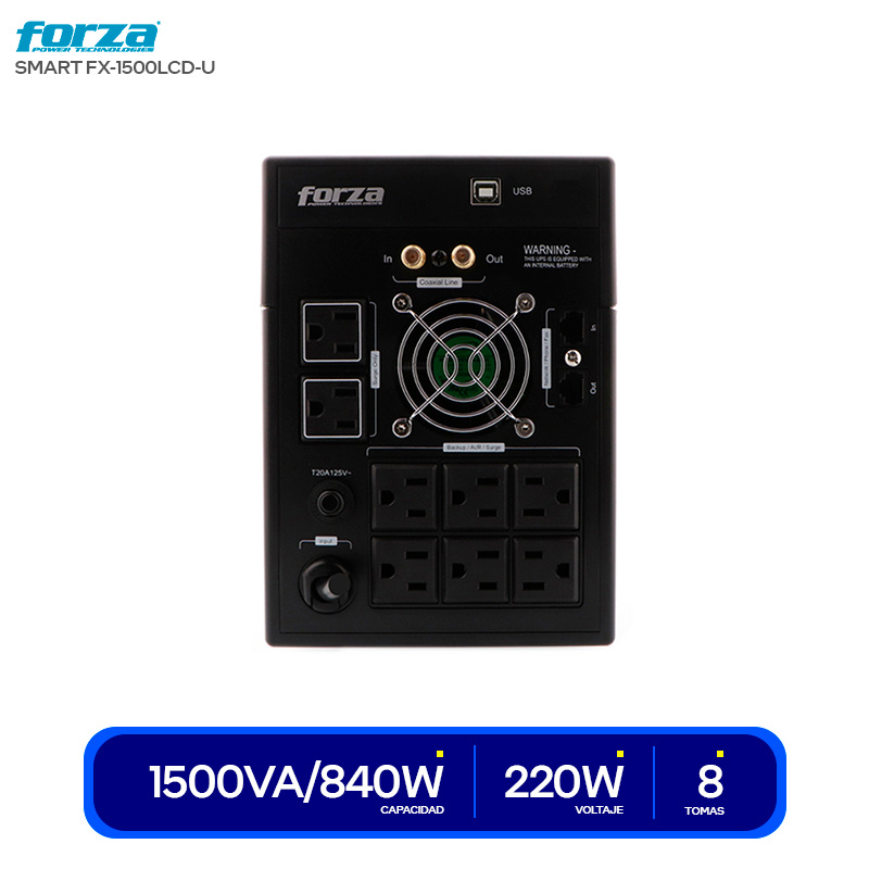Ups forza smart fx-1500lcd-u 8 tomas ( fx-1500lcd-u ) 1500va | 840w ...